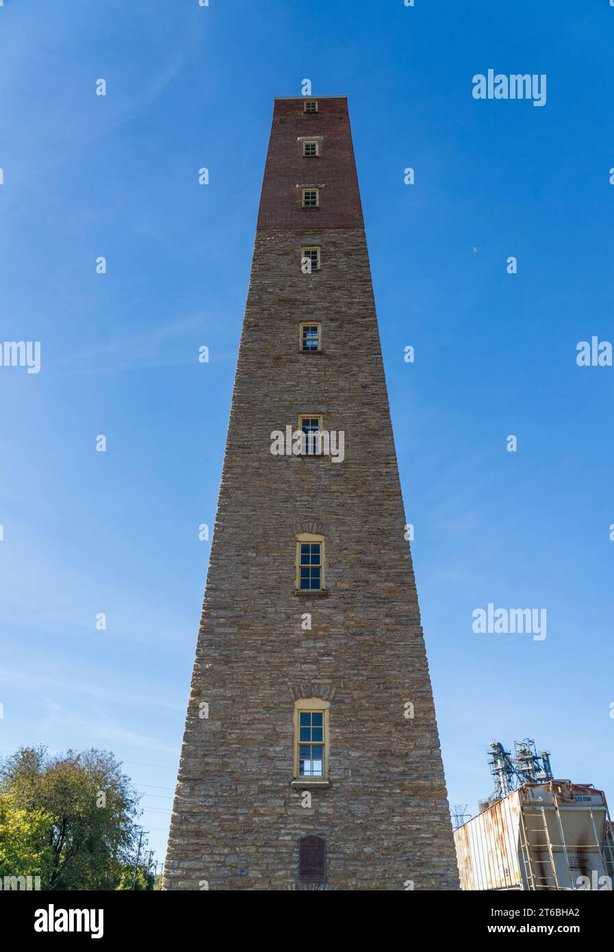 View of the tall historic shot tower used to make lead balls for ...