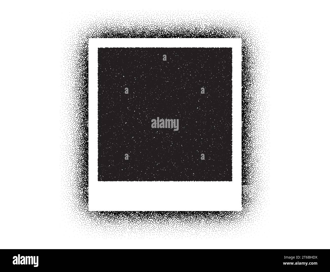 Dotwork photo frame pattern. Black noise stipple dots. Dotted vector ...