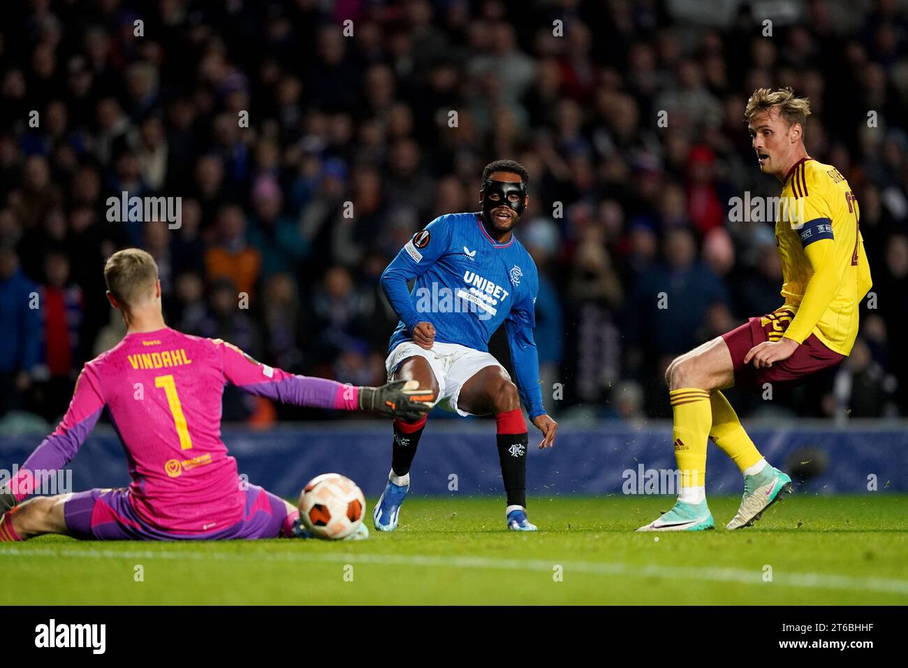 Rangers' Danilo (centre) scores their sides first goal during the UEFA Europa League Group C ...