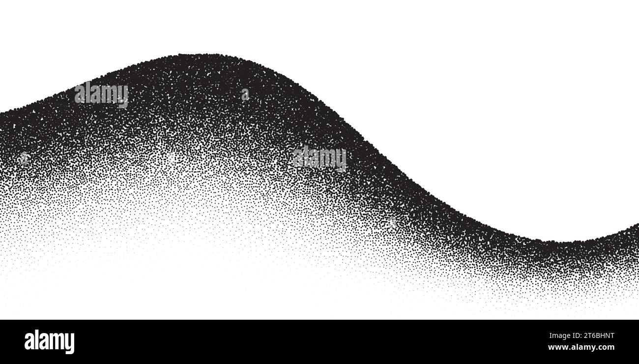 Dotwork wave pattern background. Black noise stipple dots. Dotted ...