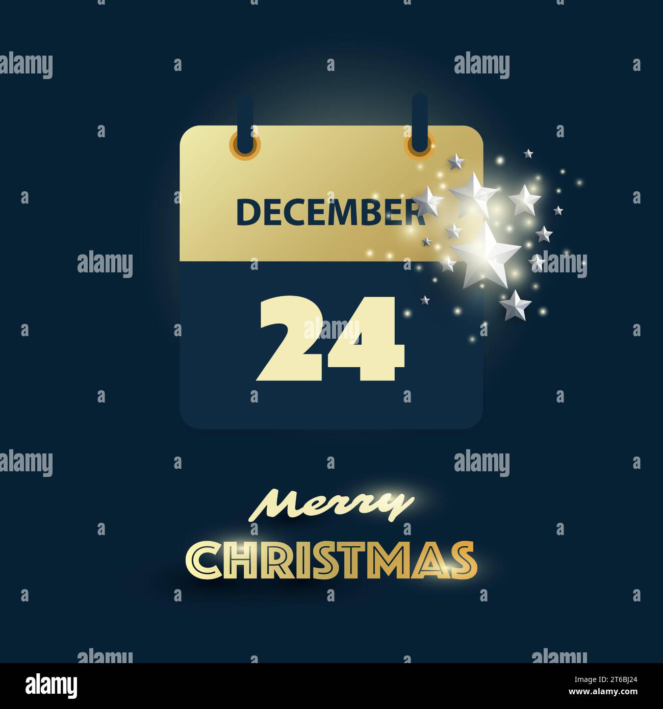 Golden Winter Holiday Greeting Card Template - Decorated Calendar Page ...