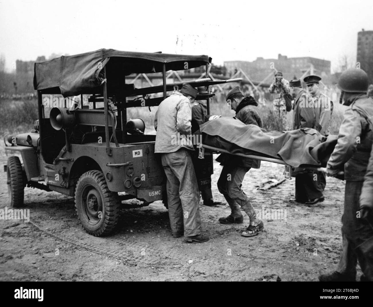 USMC-modified WW II jeep field-ambulance for the Pacific–Exercise ...