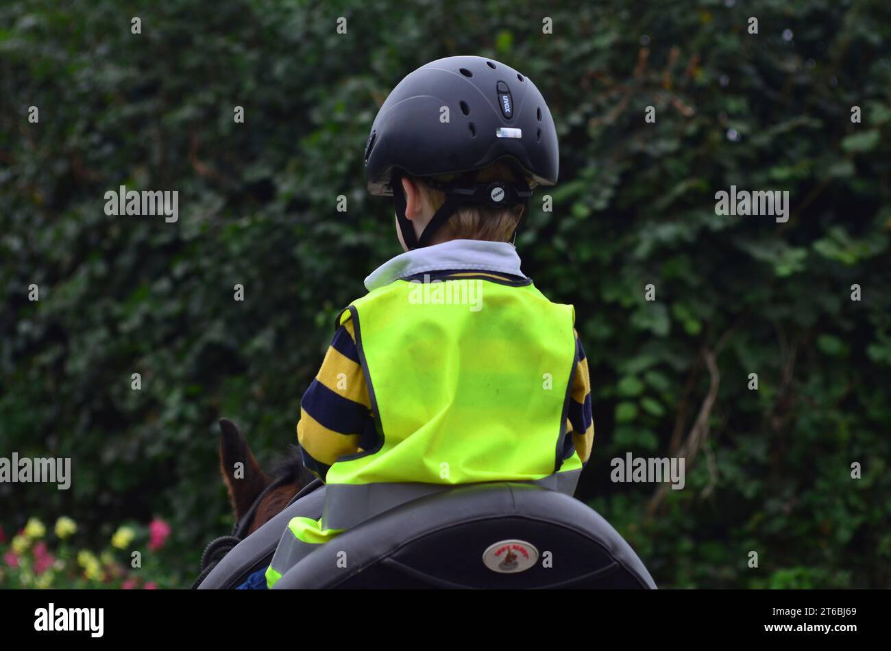 Toddler in inky dinky saddle on pony Stock Photo - Alamy