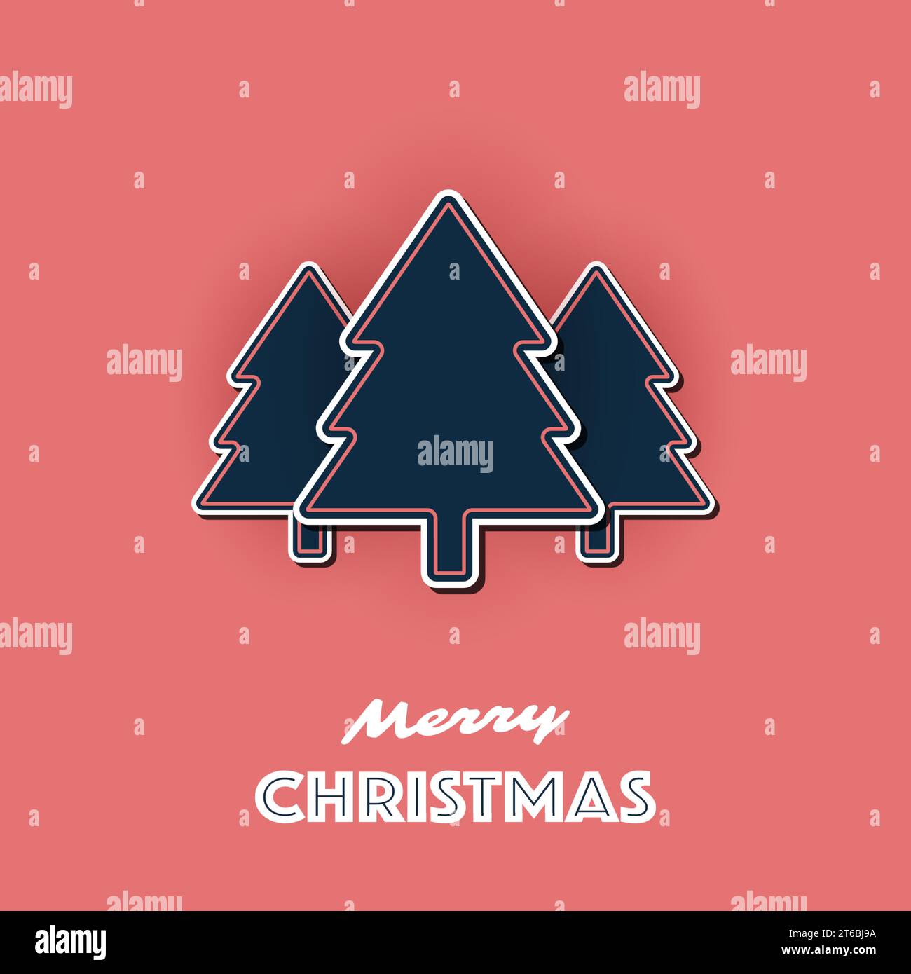 Colorful Retro Style Merry Christmas Card Template Design with ...