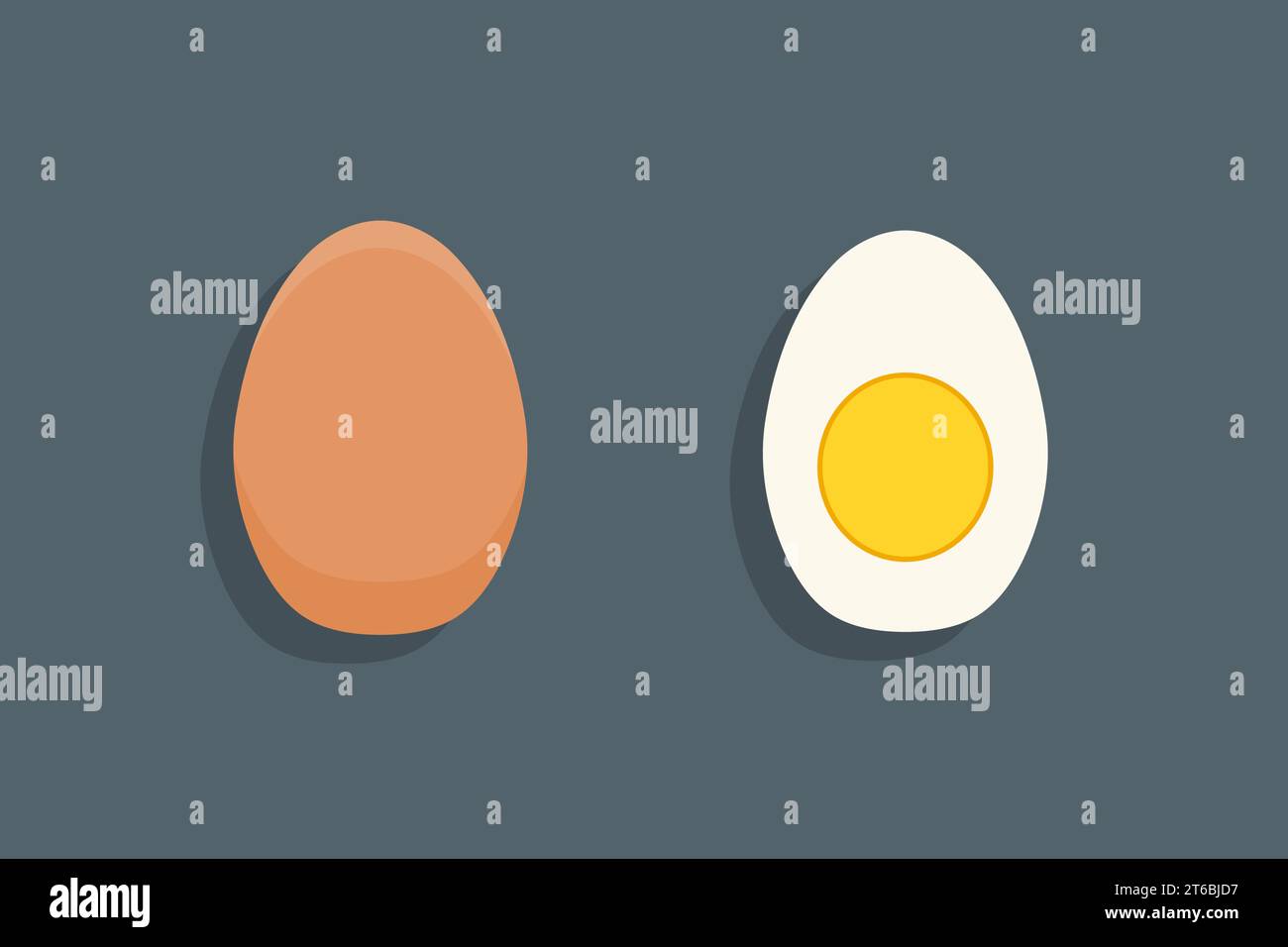 Whole egg and half of hard boiled egg. Vector illustration. Simple cartoon style egg Stock ...