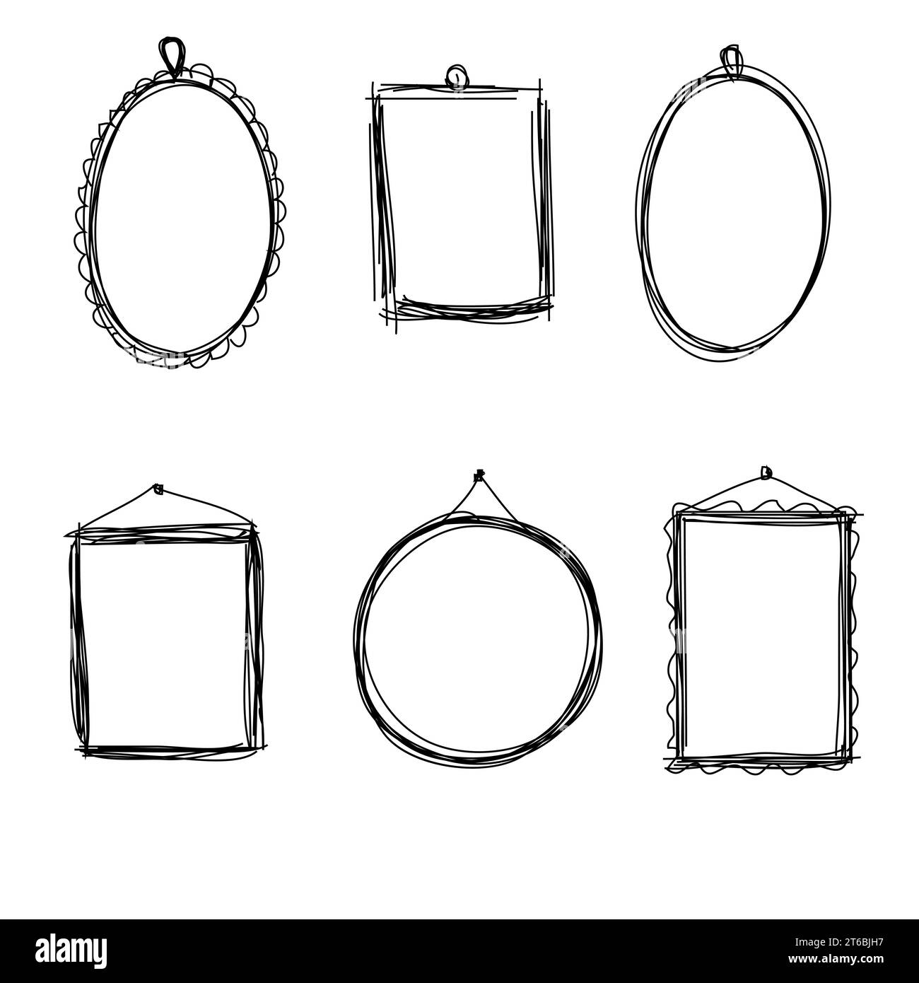 Vintage sketch frames, isolated on white background. Vector ...