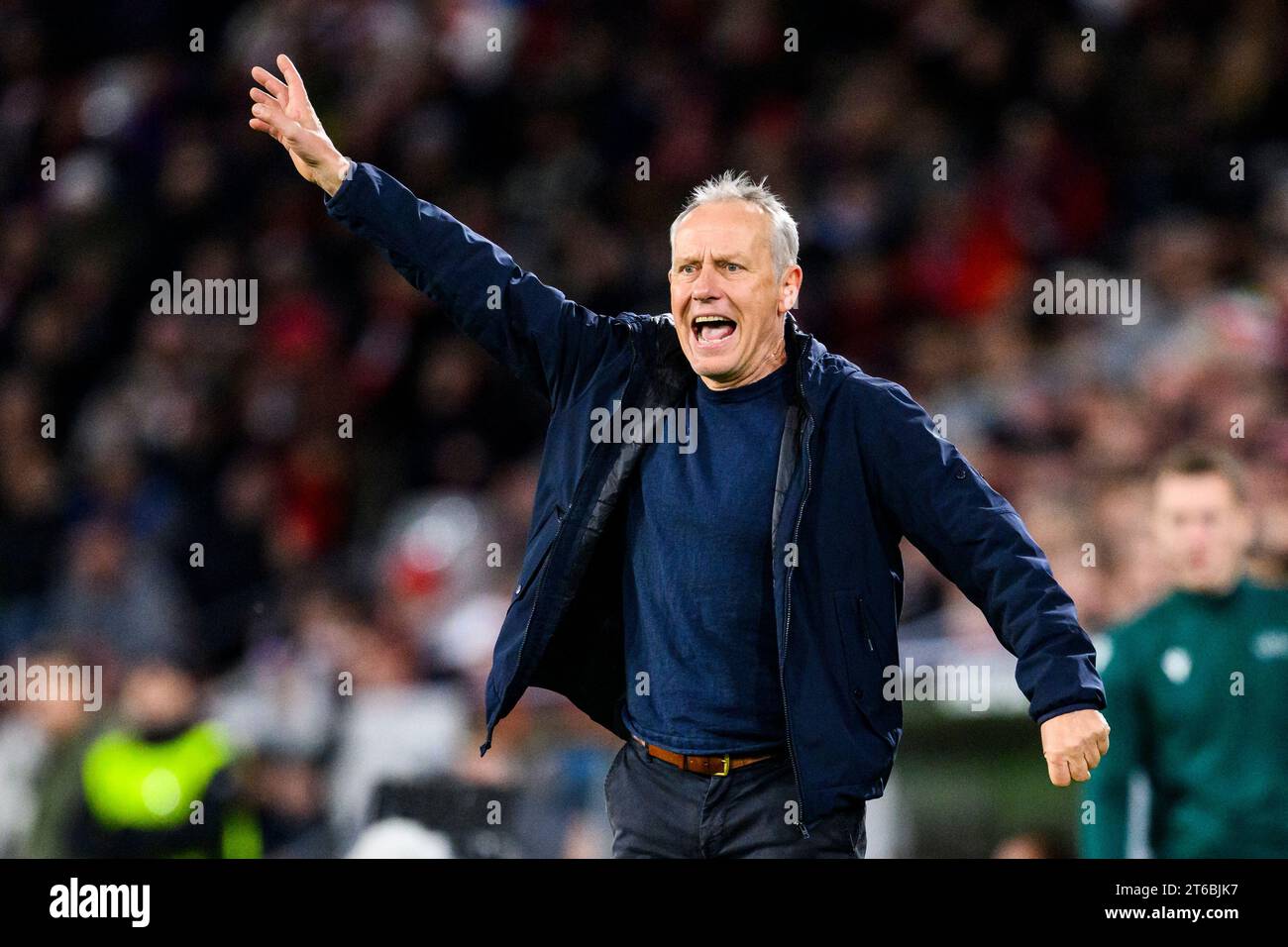 Freiburg's head coach Christian Streich gestures during the Europa ...