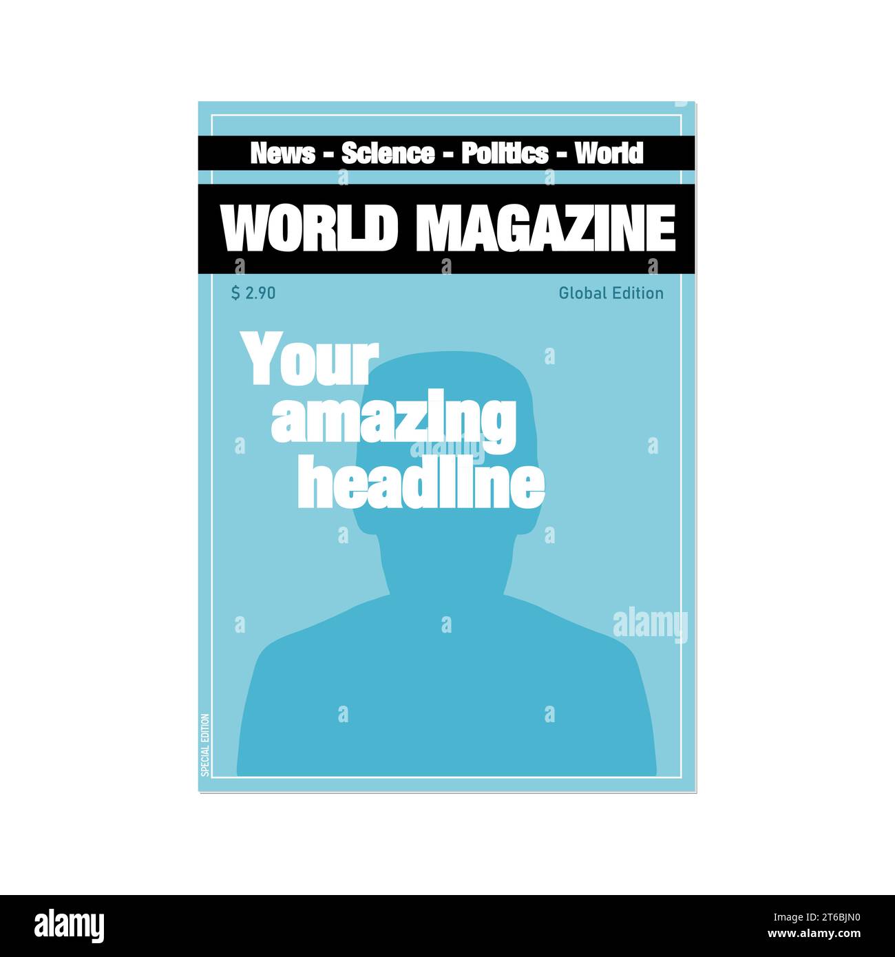 Magazine front cover template. Blank vector generic magazine mockup ...