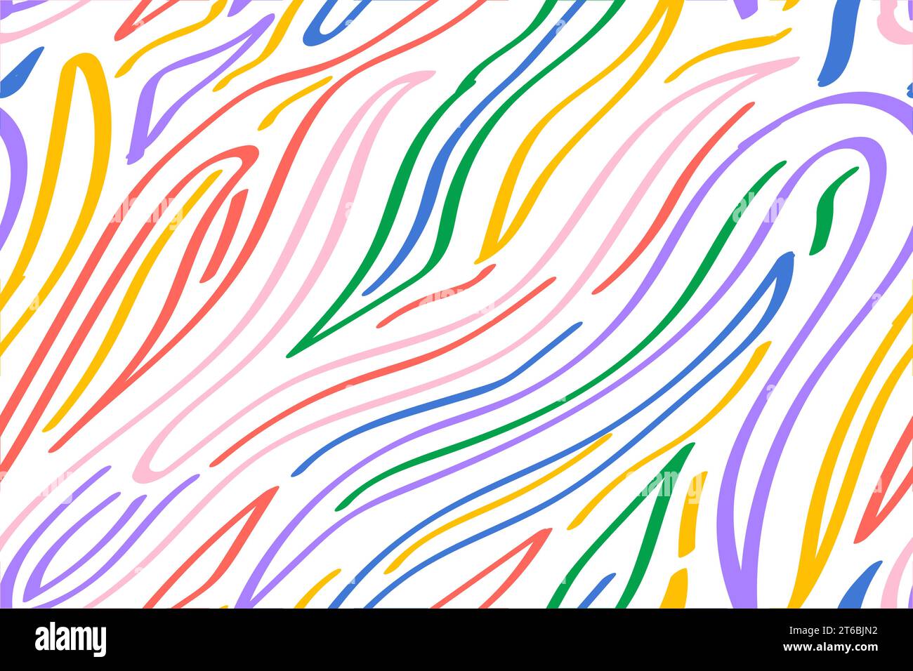 Colorful squiggles of doodle seamless pattern. Creative minimalist ...