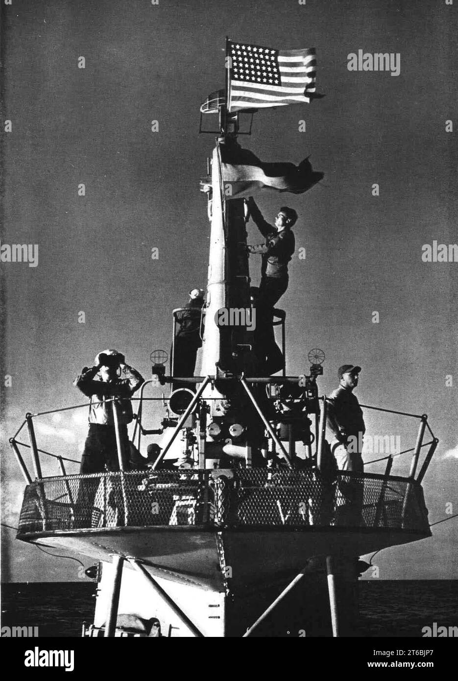 USN submarine conning tower view in WWII Stock Photo - Alamy