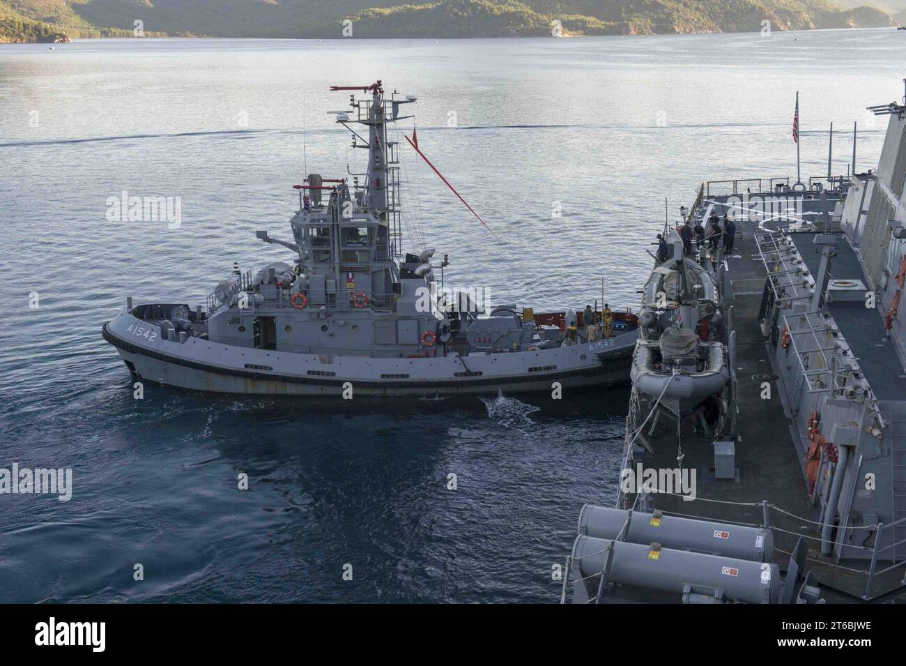 USN tugboat helpd move the USS Donald Cook at Aksaz Naval Base in ...