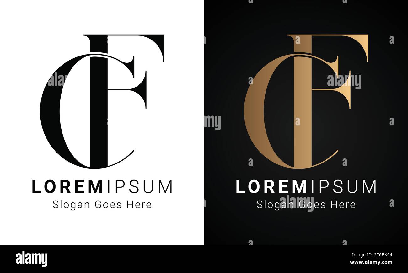 Luxury Initial FC or CF Monogram Text Letter Logo Design Stock Vector ...