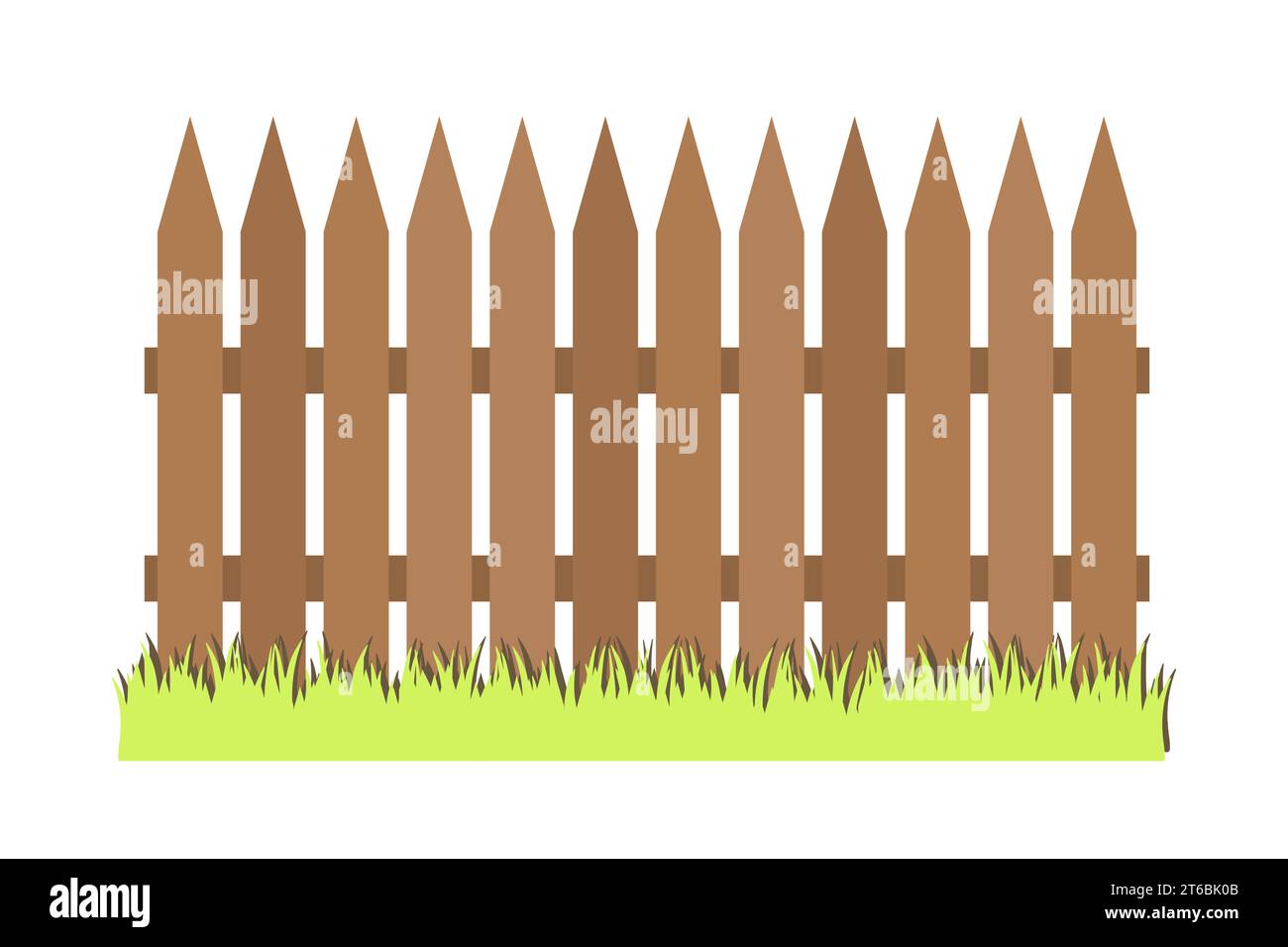 Cartoon fence with grass vector illustration. Simple cartoon style ...