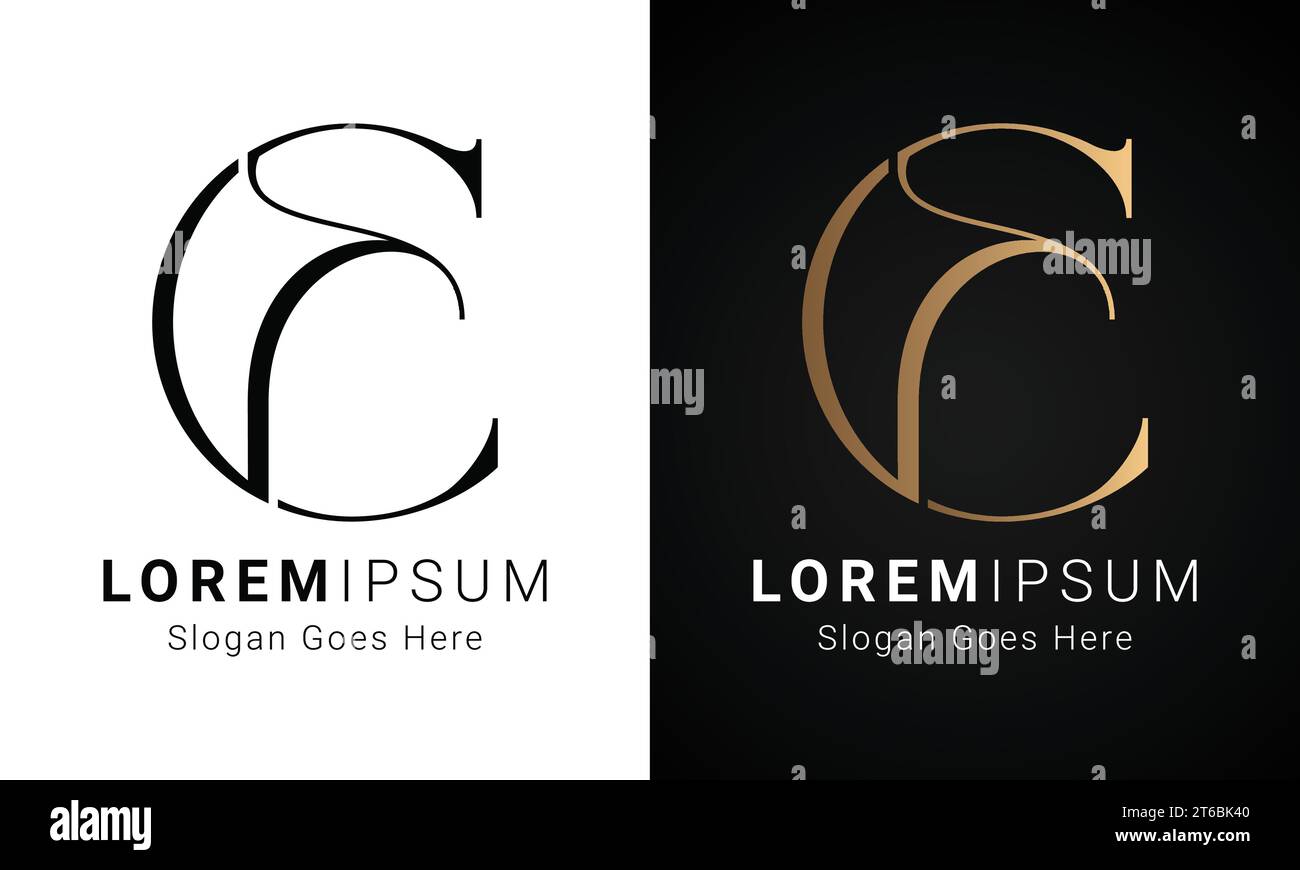 Luxury Initial FC or CF Monogram Text Letter Logo Design Stock Vector ...