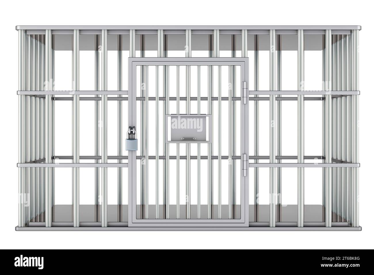 Steel cage, prison cell. 3D rendering isolated on white background ...