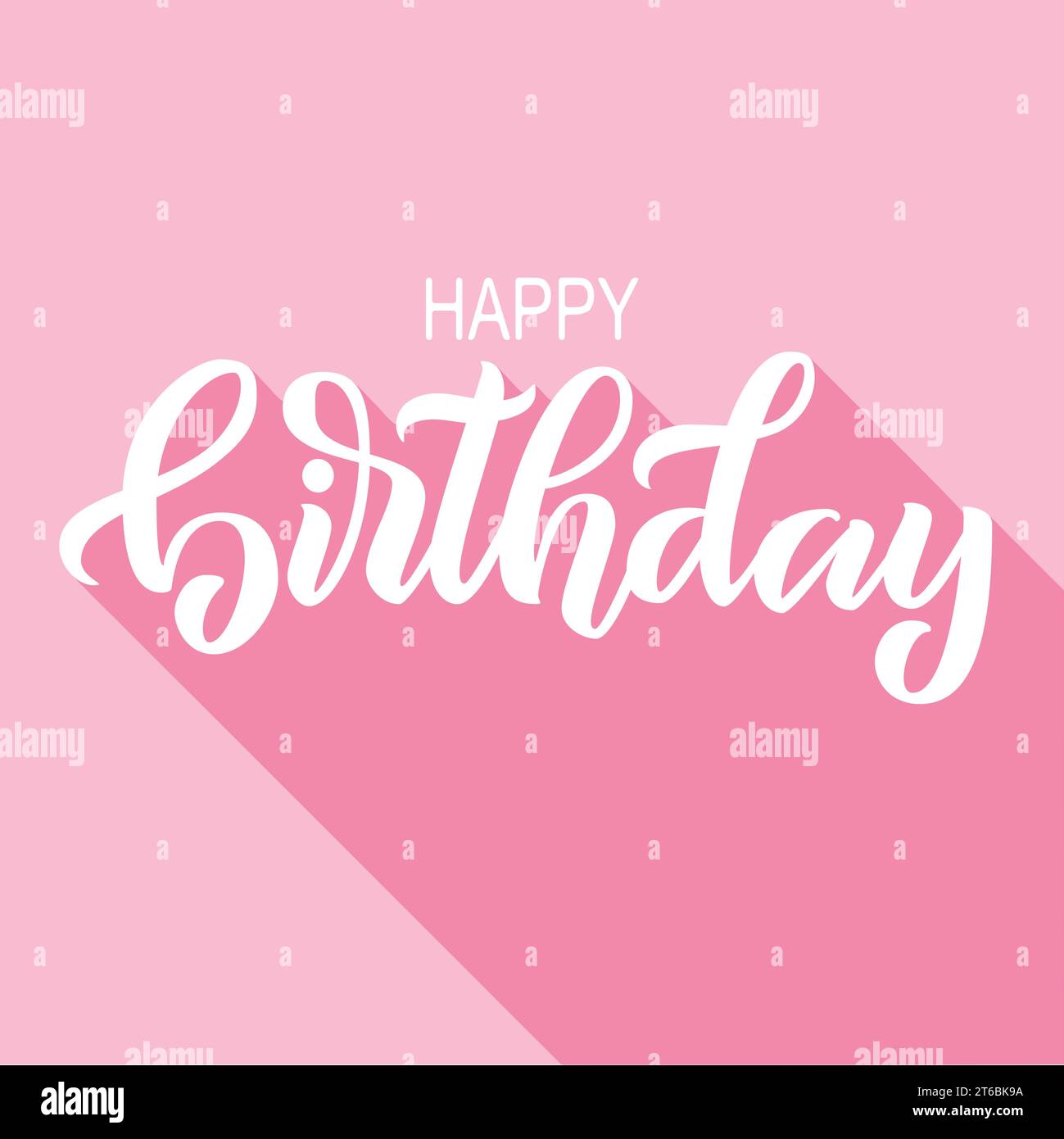 Happy birthday hand lettering with long shadow, on light pink ...