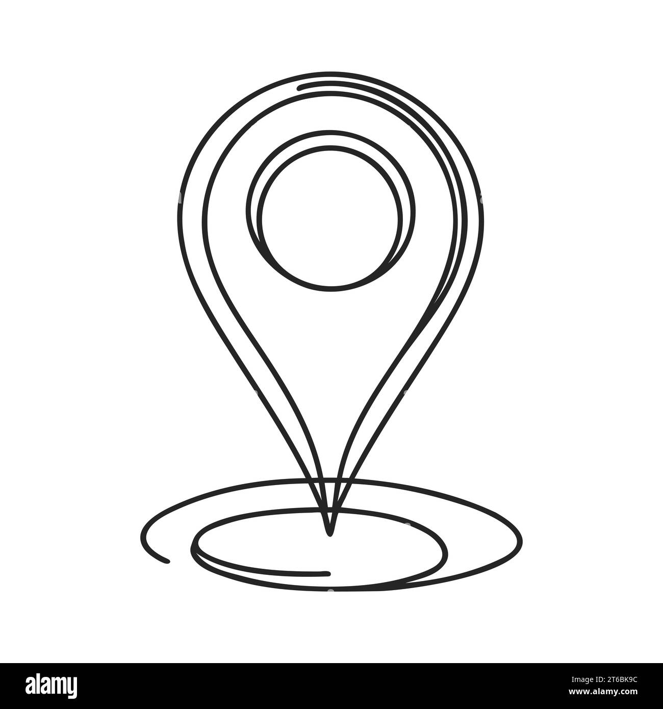 Location sign drawn in one line style isolated. Vector illustration ...