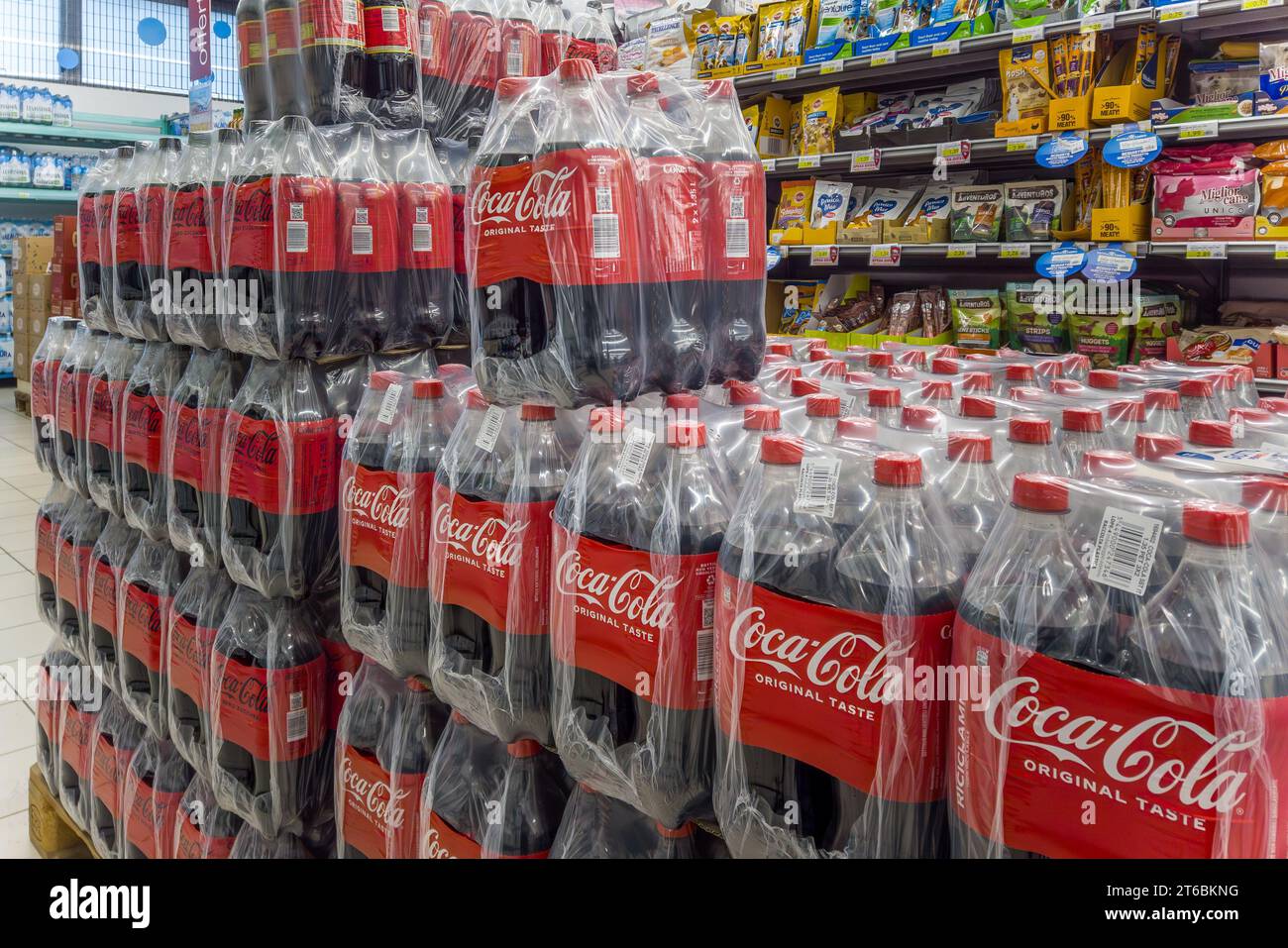 Italy - November 09, 2023: Coca Cola in 1.35-liter plastic bottles ...