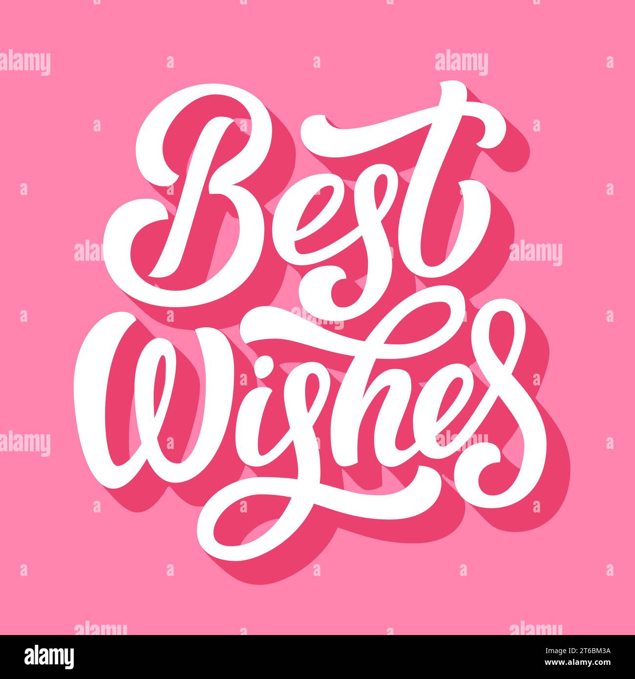 Best wishes fancy ink brush hand lettering on retro pink background ...
