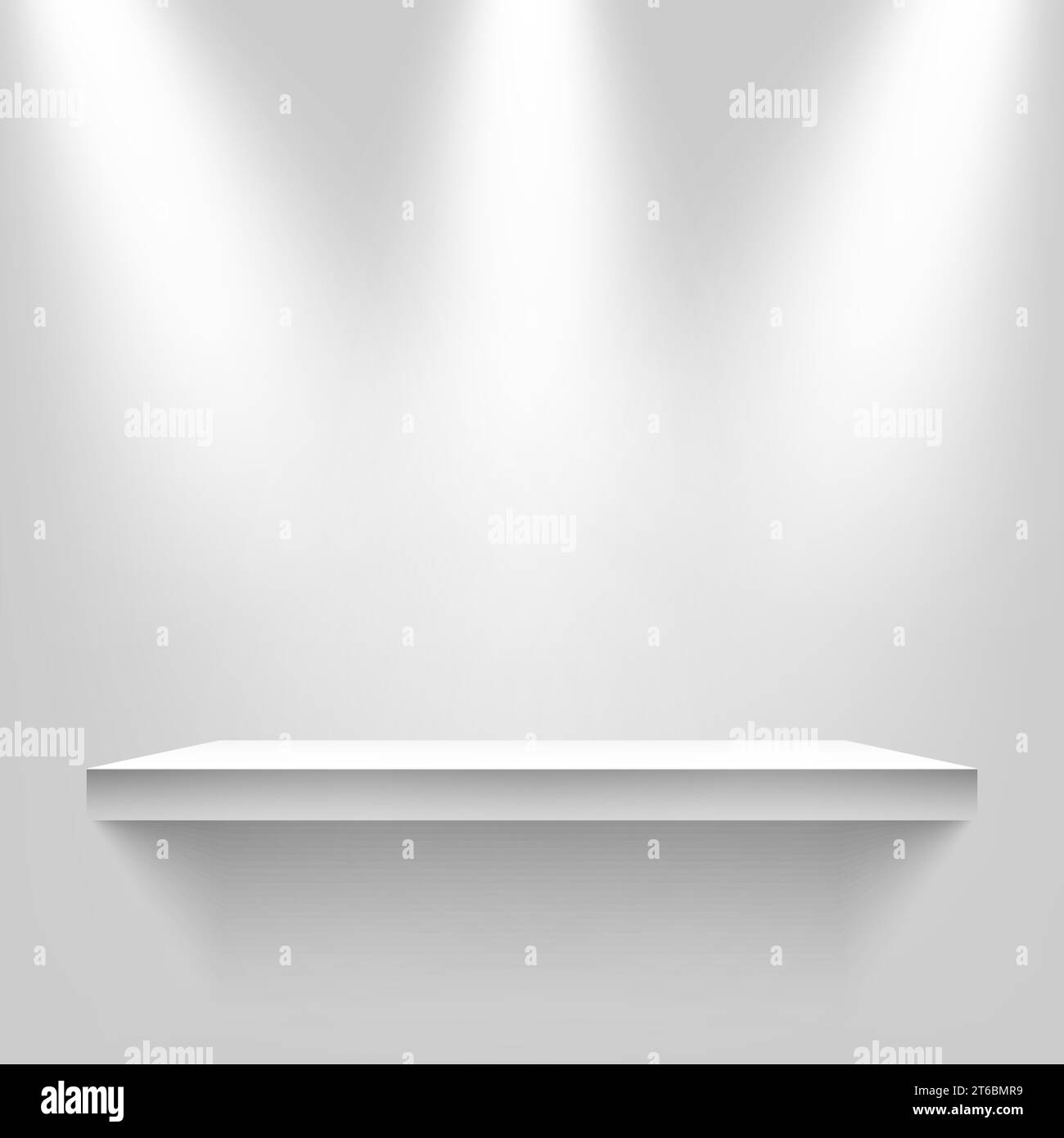 Three light sources with shelf on the wall background. Vector ...