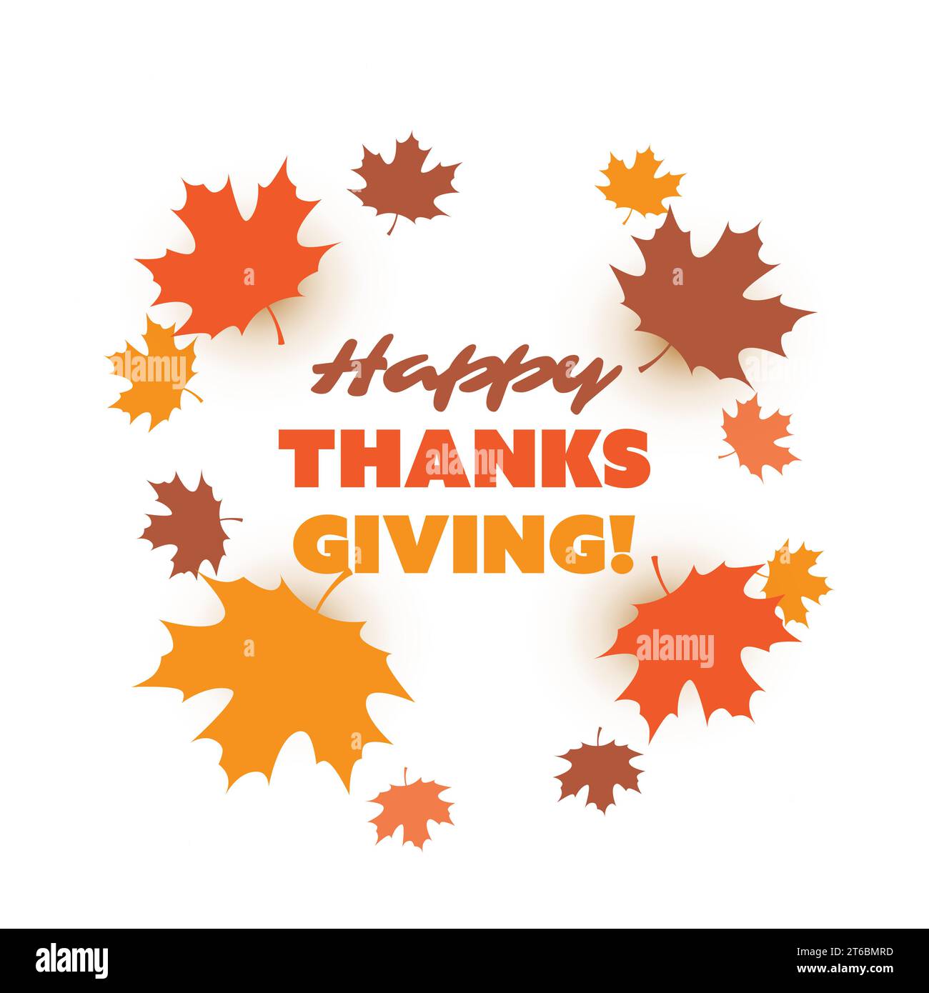 Happy Thanksgiving Card Design Layout, Template with Scattered Fallen ...