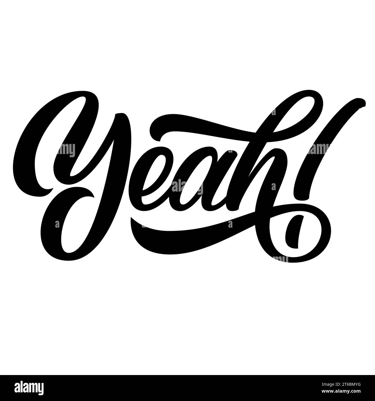 Yeah! hand lettering, custom typography, ink brush calligraphy isolated ...