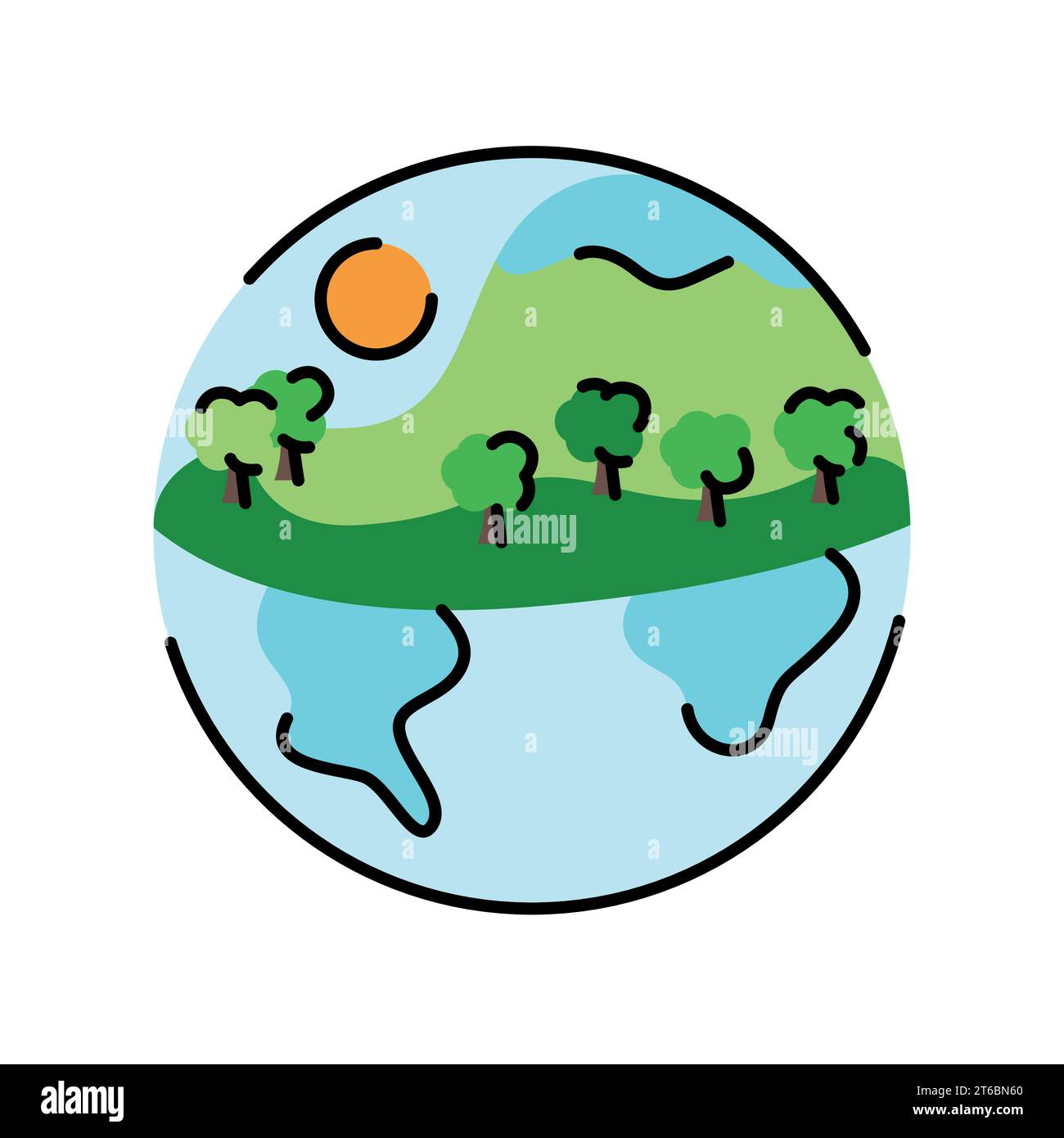 Biosphere color line icon. Wild forest canine animals. Organisation in ...