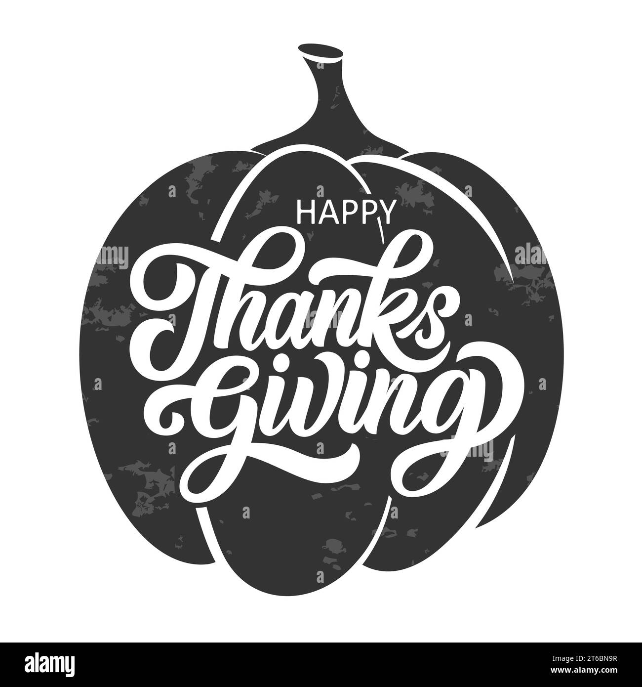 Happy thanksgiving brush hand lettering with pumpkin flourish sketch on ...