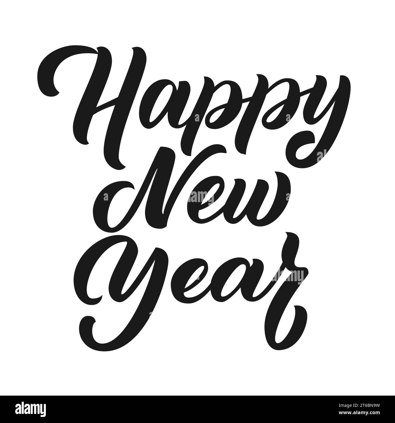 Happy New Year brush hand lettering, script calligraphy isolated on ...