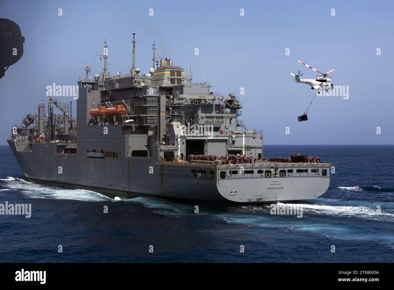 USNS Cesar Chavez (T-AKE-14) in the Gulf of Oman 2013 Stock Photo - Alamy