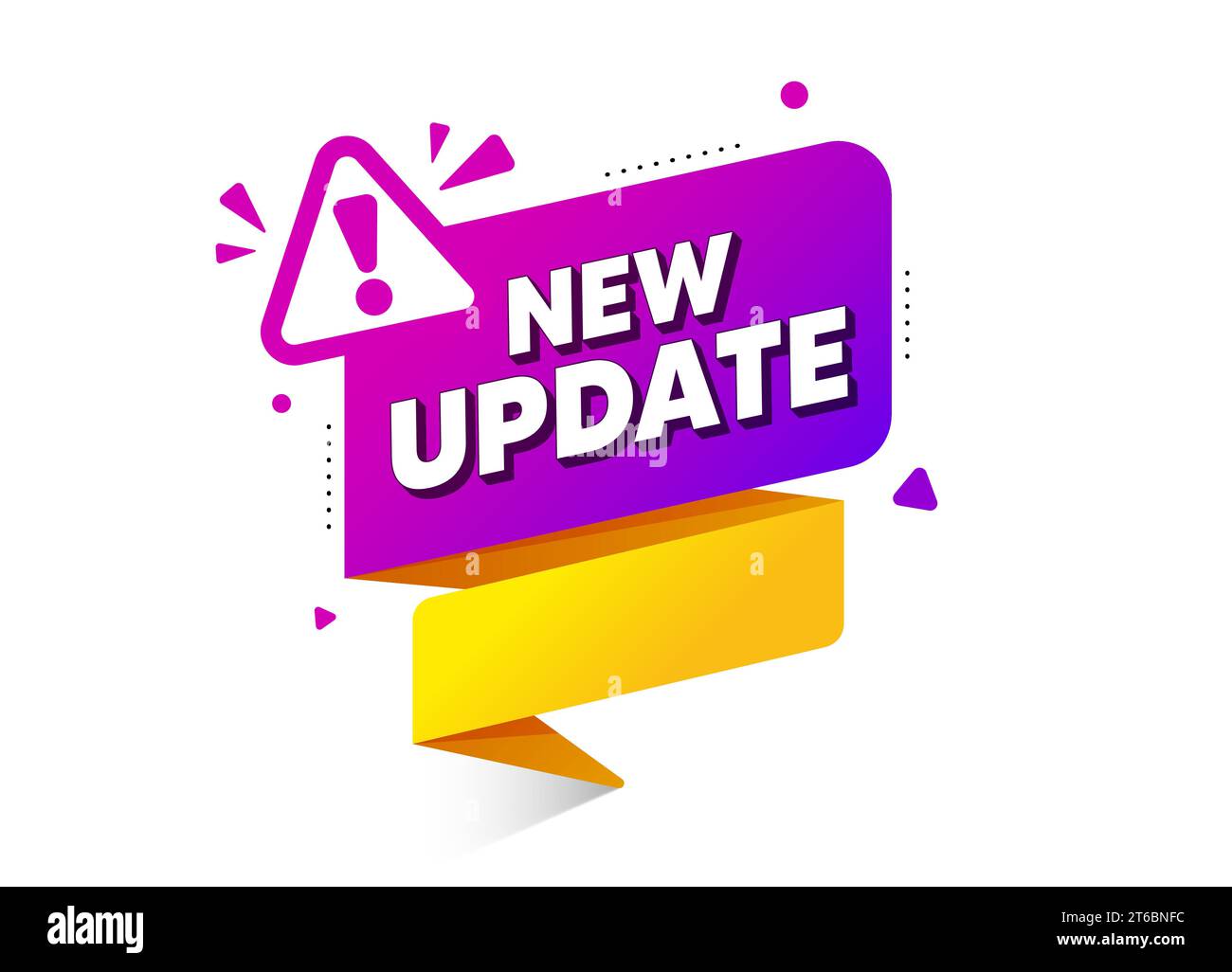 New update ribbon banner with exclamation mark. Web element. Quality ...