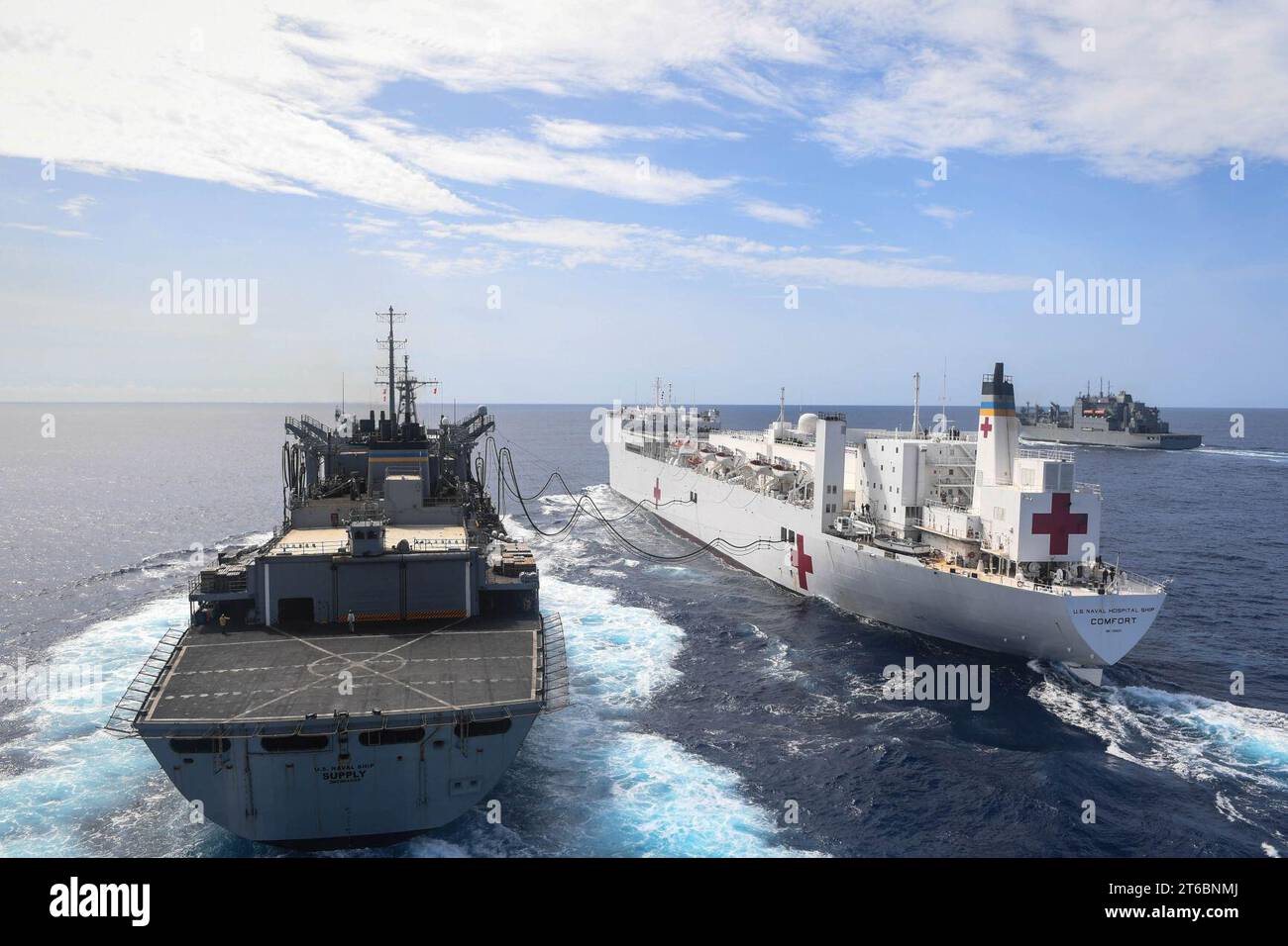 USNS Comfort conducts an underway replenishment with USNS William ...