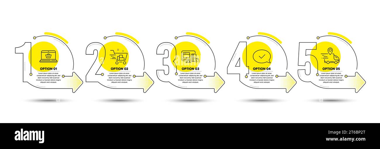 Infographic timeline with icons and 5 steps. Buying process with ...