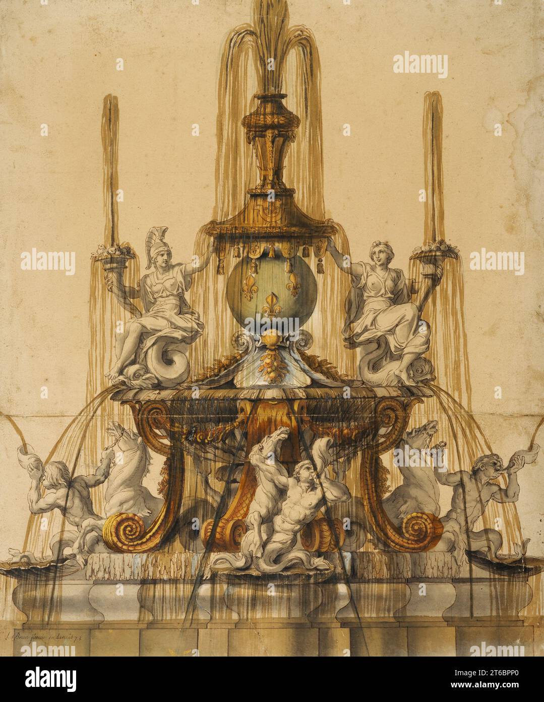 Design for a fountain at Versailles, 1673. Circle of Charles le Brun ...