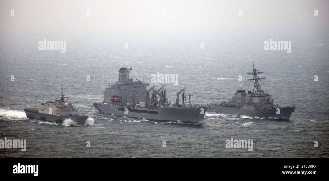 USNS Pecos replenishes USS Fort Worth, left, and USS John S. McCain ...