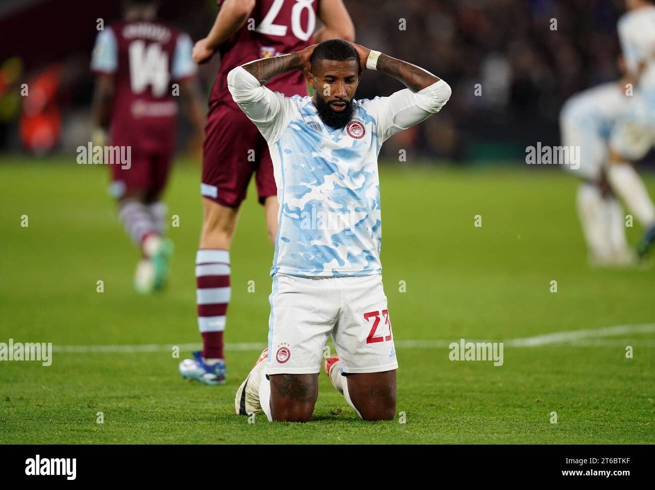 Olympiacos' Ayoub El Kaabi rues a missed chance during the UEFA Europa ...