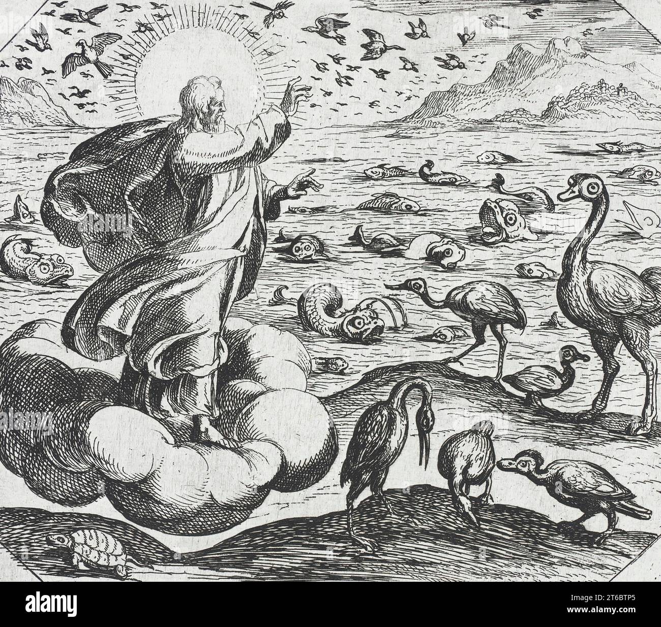God Creating the Birds and the Fish, c1600. From The Creation of the ...
