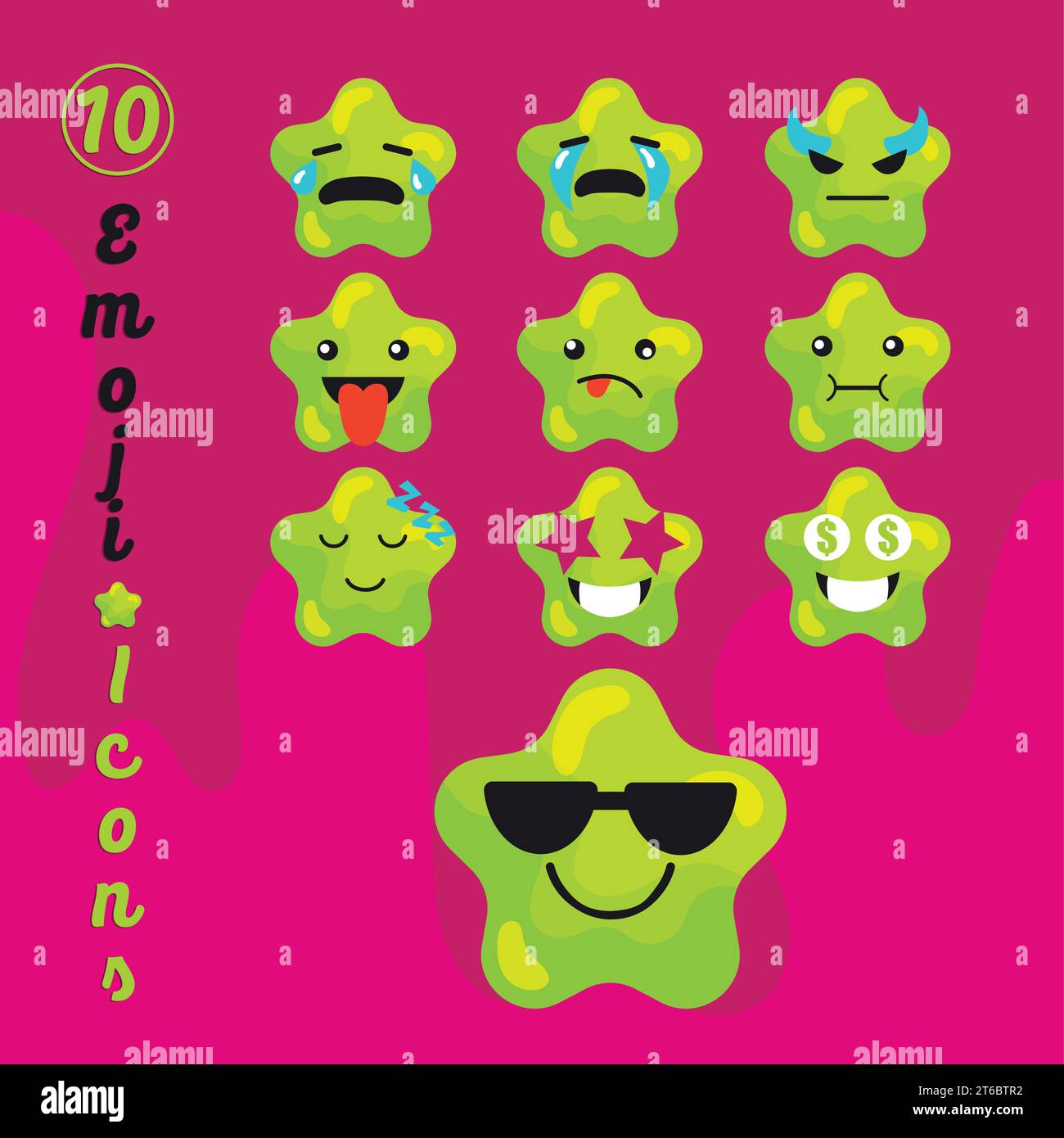 Set of colored cute star shape emoji Vector Stock Vector Image & Art ...