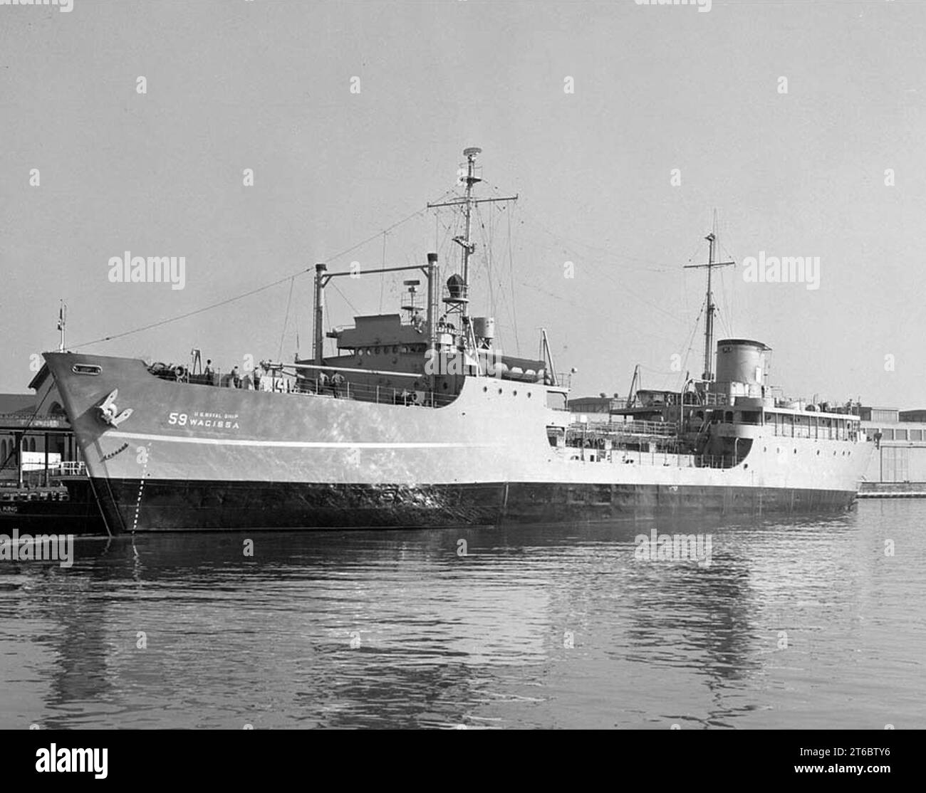 USNS Wacissa (T-AOG-59) in port in the mid-1950s Stock Photo - Alamy