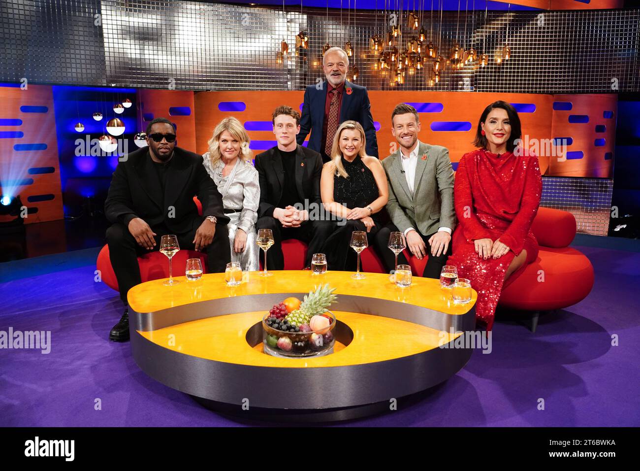 EDITORIAL USE ONLY (left to right) Sean Diddy Combs, Ashley Jensen, George MacKay, Graham Norton ...