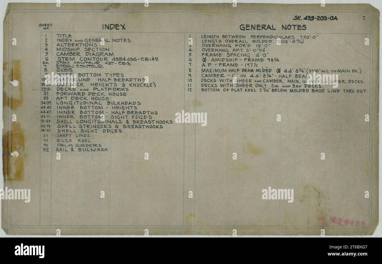USS Alaska (CB-1)- Booklet Index and General Notes Stock Photo - Alamy
