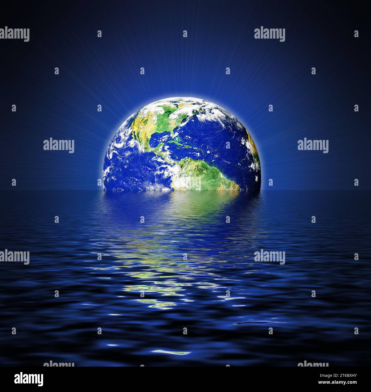 Drowning Earth due to Global Warming and Greenhouse Effect Stock Photo ...