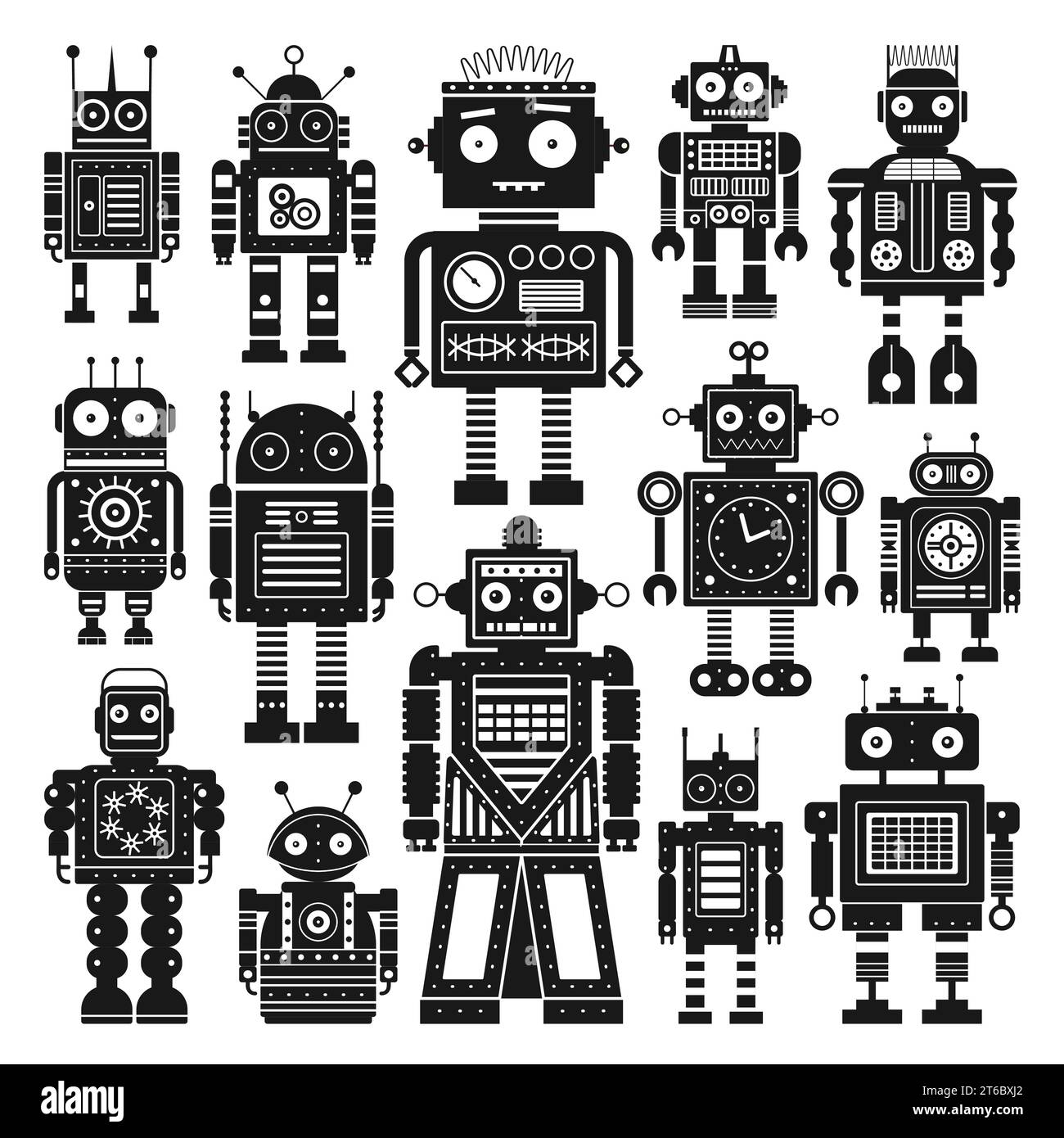 Retro Robots and Space Mechanical Toys Set Stock Vector Image & Art - Alamy