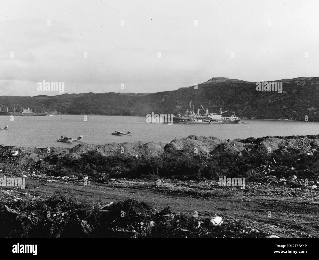 USS Albemarle (AV-5) anchored in Little Placentia Sound, Newfoundland ...