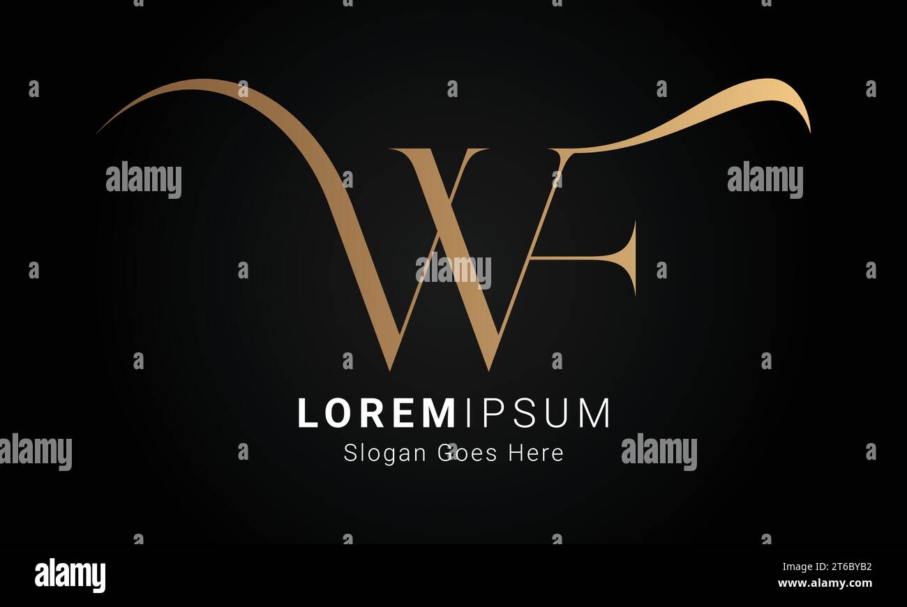 Luxury Initial WF or FW Monogram Text Letter Logo Design Stock Vector ...