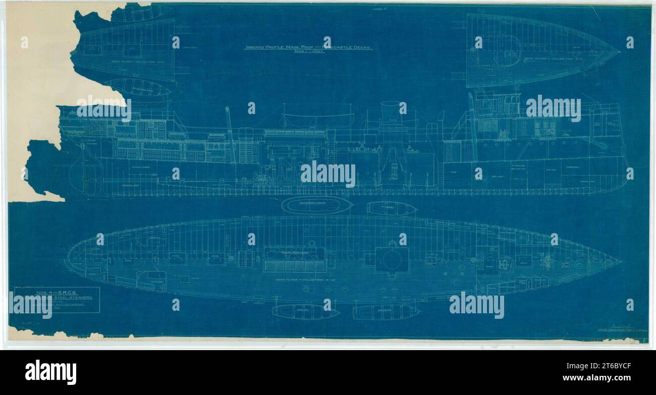 USS Algonquin- Inboard Profile, Main Poop and Forecastle Decks Stock ...
