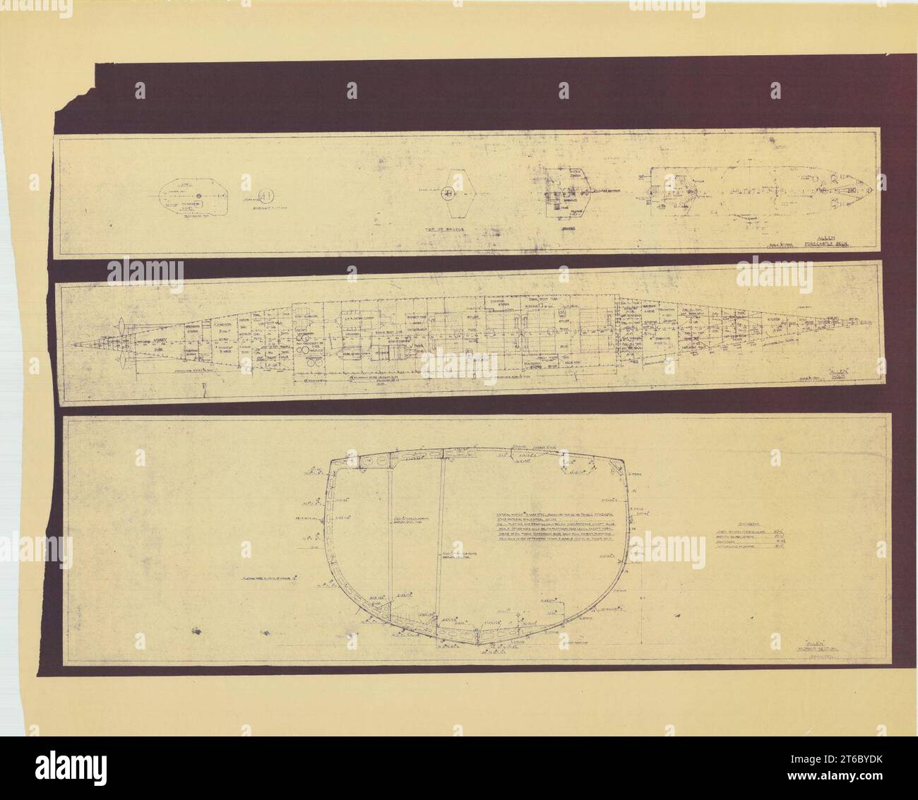 USS Allen (DD-66)- Forecastle deck; Hold; Midship Section Stock Photo ...