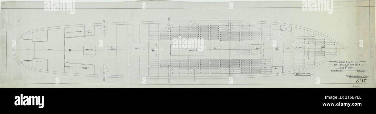 USS Alliance- Berthing Plan Gun Deck Stock Photo - Alamy