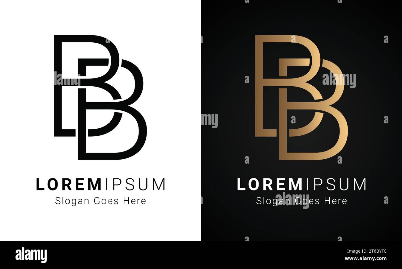 Luxury Initial BB Monogram Text Letter Logo Design Stock Vector Image ...
