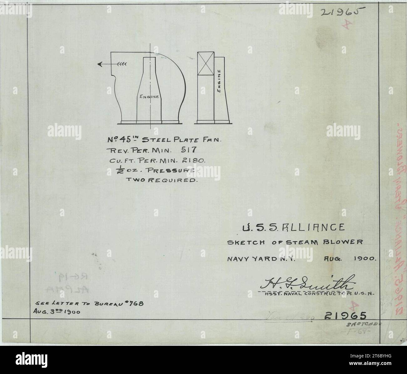 USS Alliance- Sketch of Steam Blower Stock Photo - Alamy